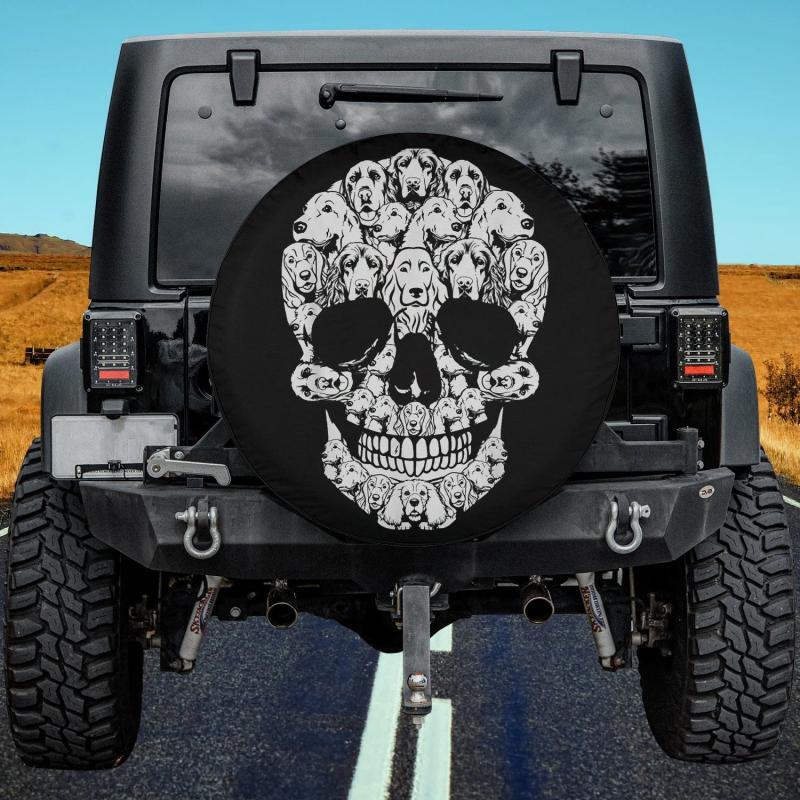 Funny Cocker Spaniel Dog Skull Halloween Costume Spare Tire Cover Thic ...